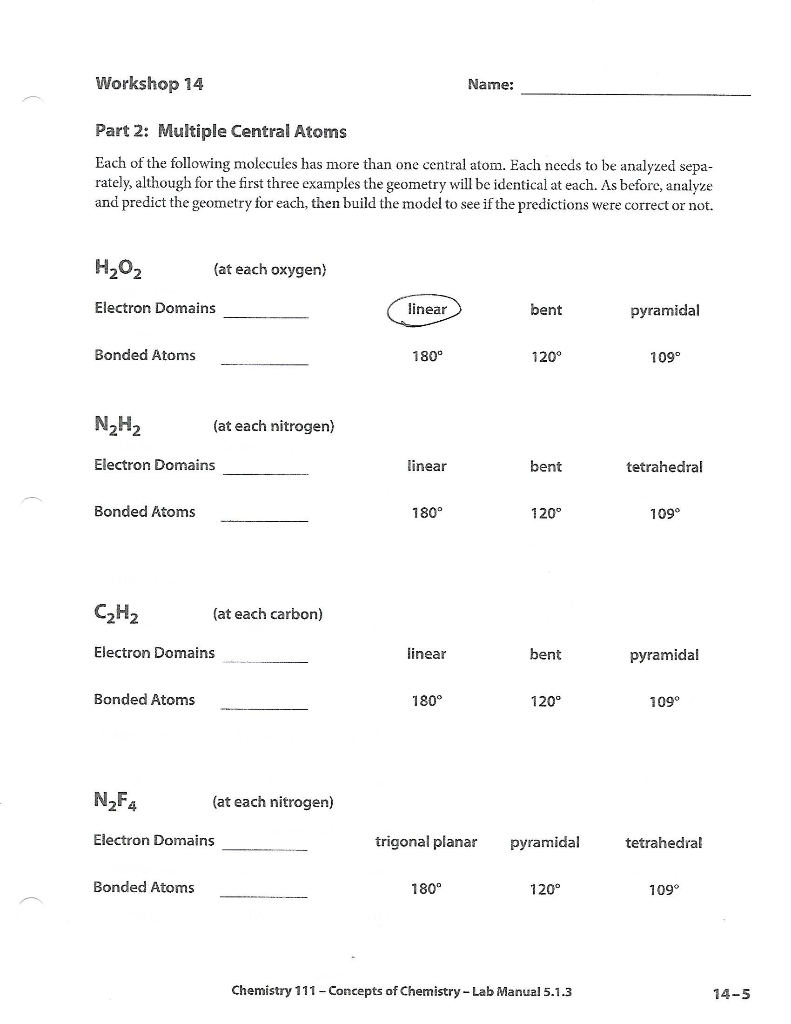 Solved Workshop 14 Name: Part 2: Multiple Central Atoms Each | Chegg.com