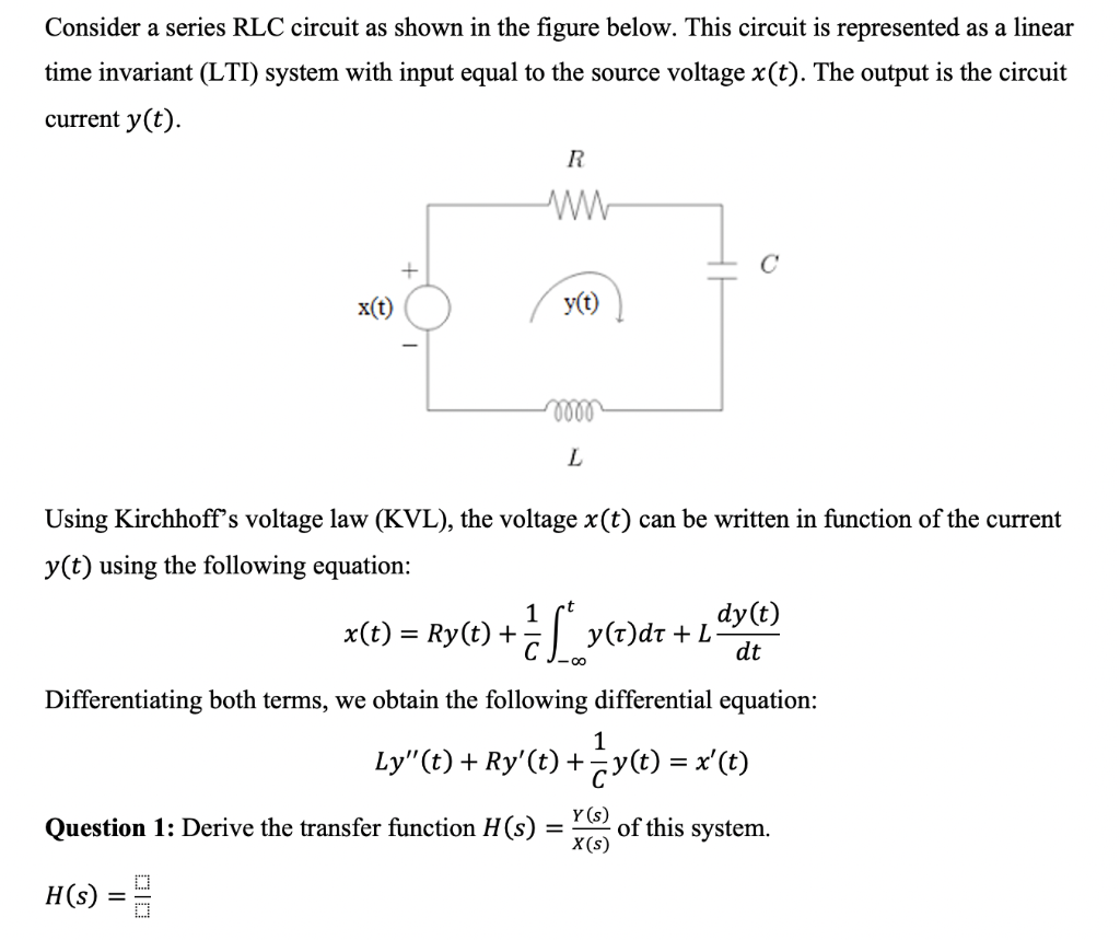 Solved Consider a series RLC circuit as shown in the figure | Chegg.com