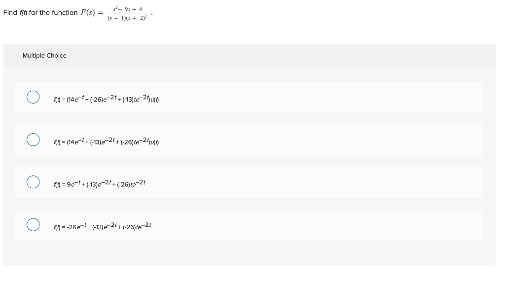 Solved Find f(t) for the function | Chegg.com