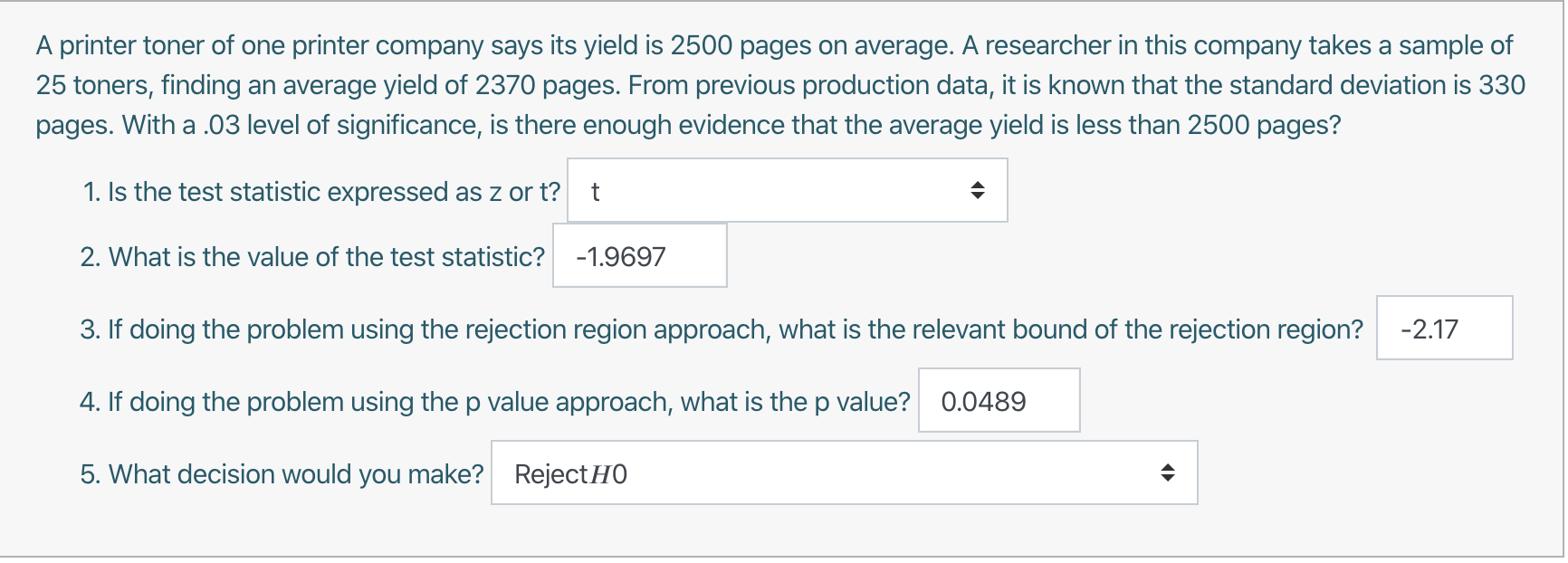 Solved A printer toner of one printer company says its yield | Chegg.com
