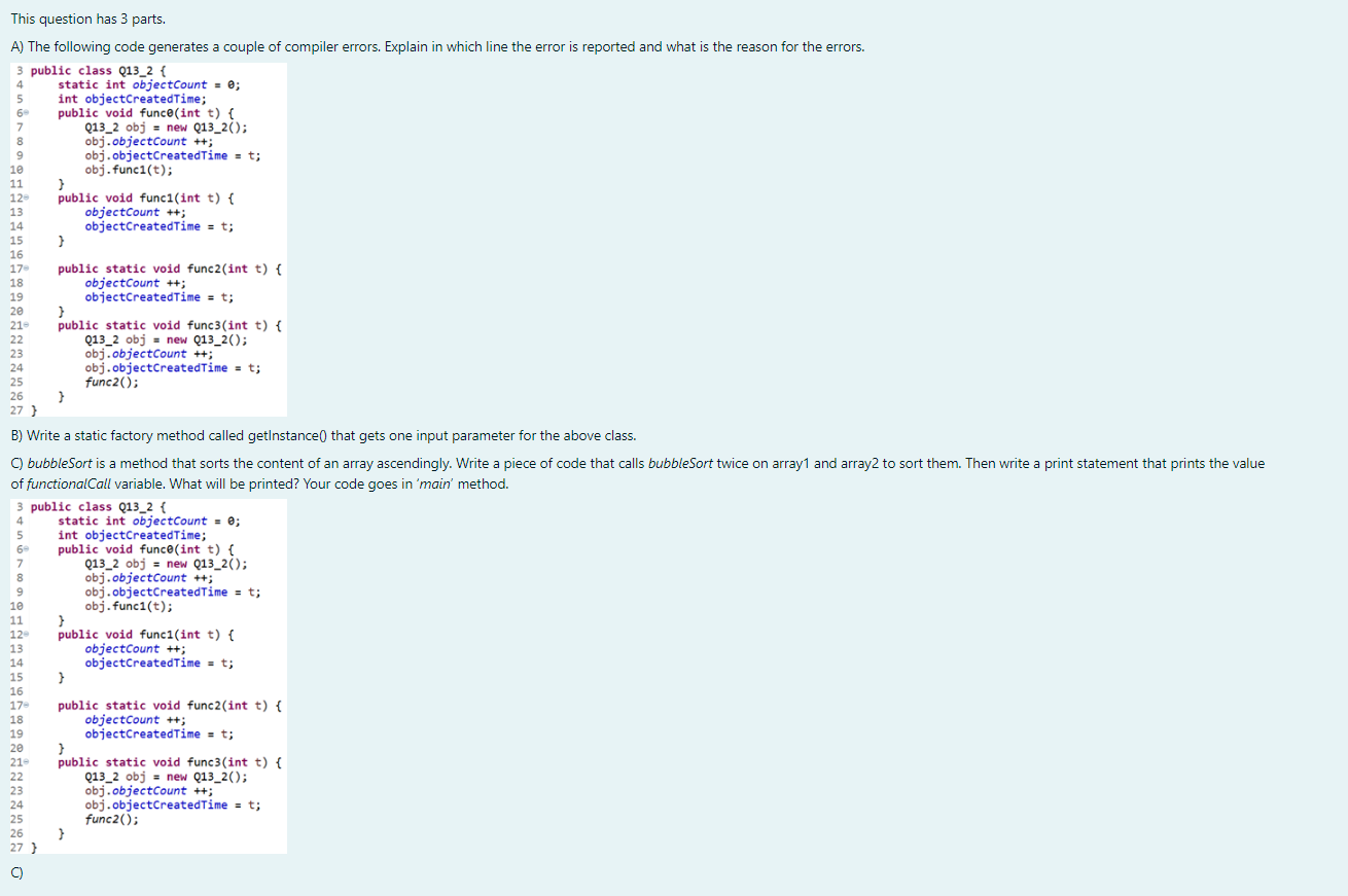 Solved 4 6 7 8 9 This question has 3 parts. A) The following | Chegg.com