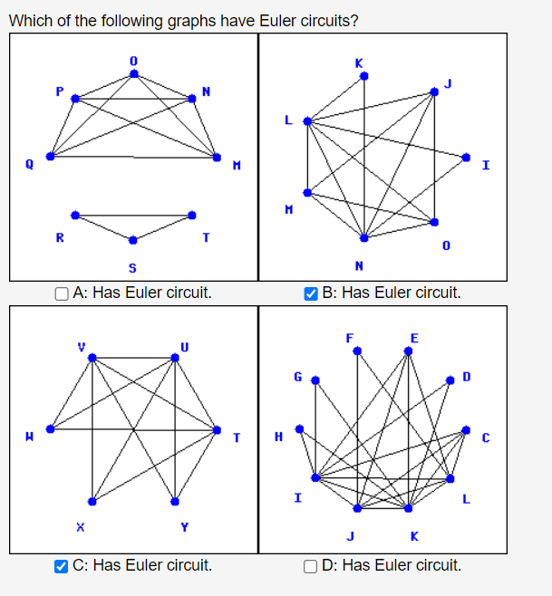 Solved Which of the following graphs have Euler circuits? | Chegg.com