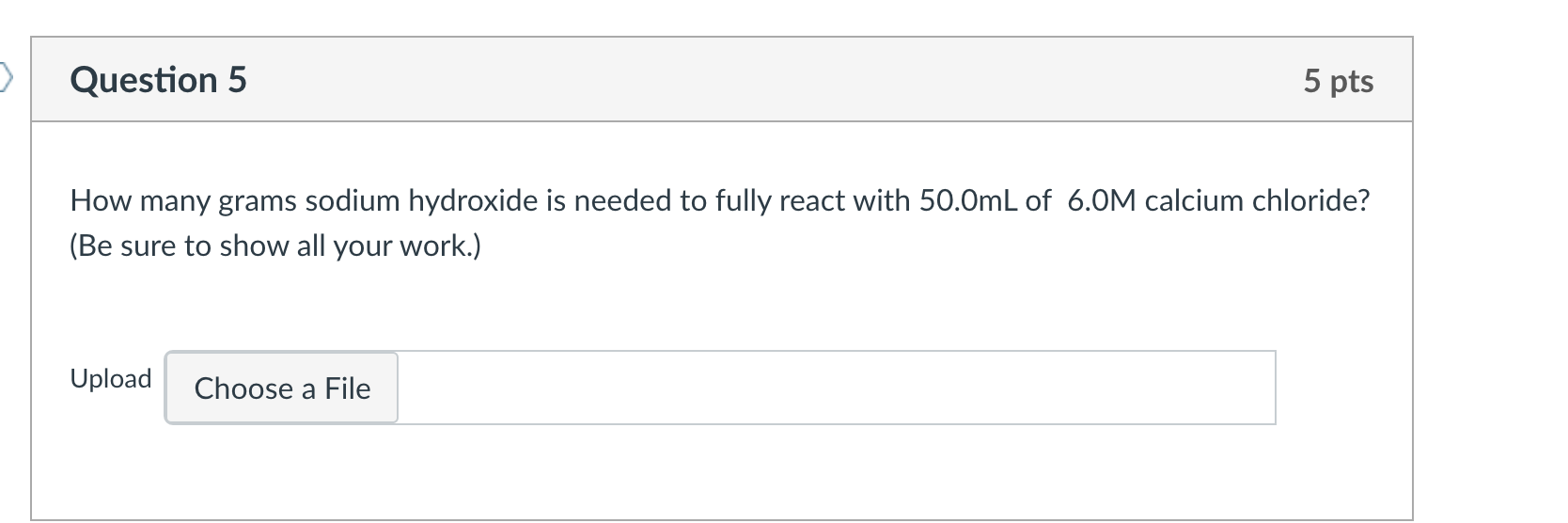 Solved > Question 5 5 pts How many grams sodium hydroxide is | Chegg.com
