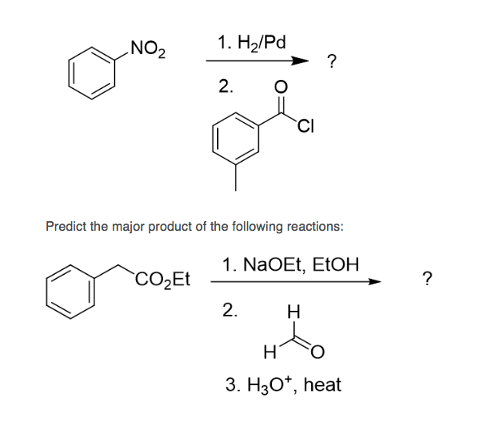 Solved NO2 1. H2/Pd ? 2. CI Predict the major product of the | Chegg.com