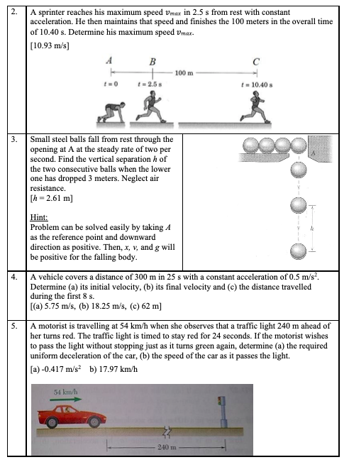 Solved 2. A sprinter reaches his maximum speed Vmax in 2.5 s | Chegg.com