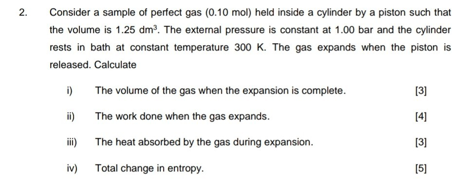 Solved Consider a sample of perfect gas (0.10 mol held | Chegg.com