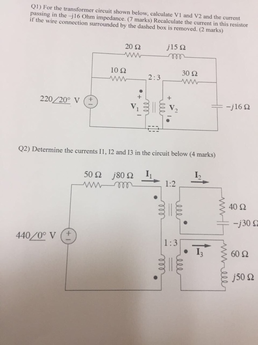 Solved For the transformer circuit shown below, calculate V1 | Chegg.com