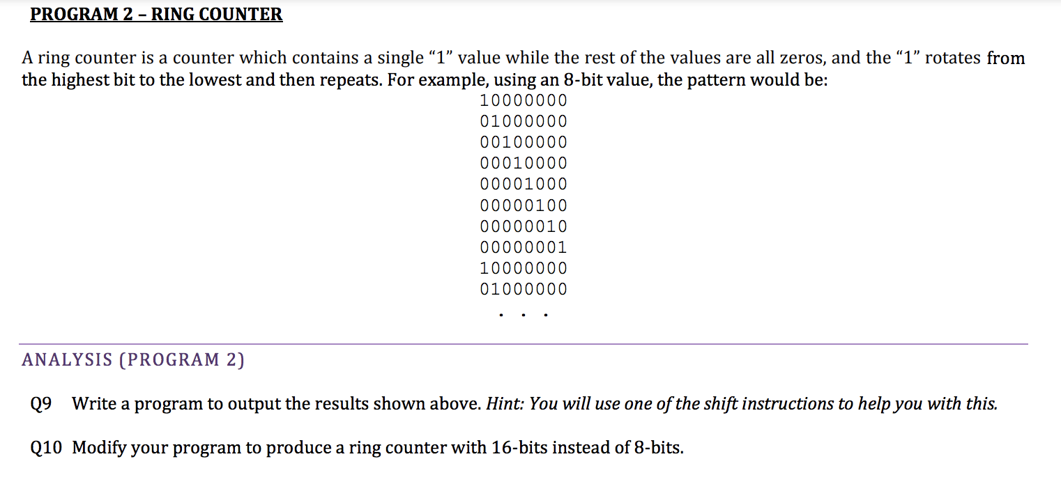 Solved Using Visual studio build program of ring counter to | Chegg.com