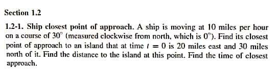 Section 1.2 1.2-1. Ship closest point of approach. A | Chegg.com