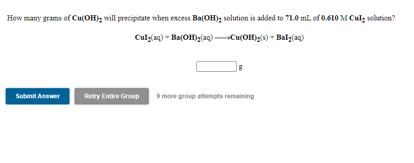 Solved How many grams of Cu(OH)2 will precipitate when | Chegg.com
