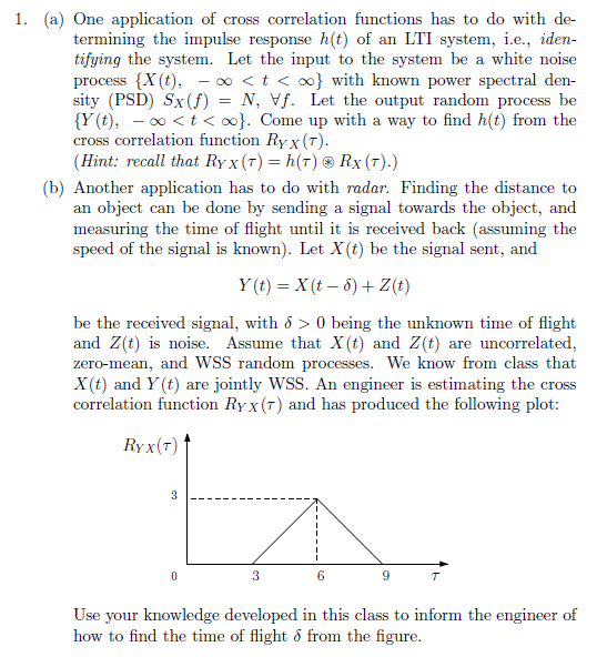 1. (a) One application of cross correlation functions | Chegg.com