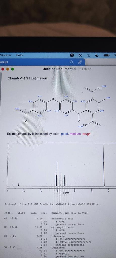 ChemNMR ' H Estimation Estimation quality is | Chegg.com