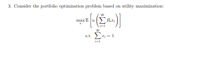 3. Consider the portfolio optimization problem based | Chegg.com