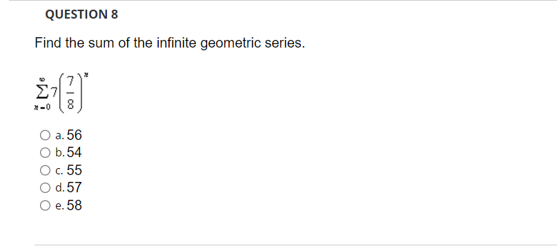 Solved Find the sum of the infinite geometric series. | Chegg.com