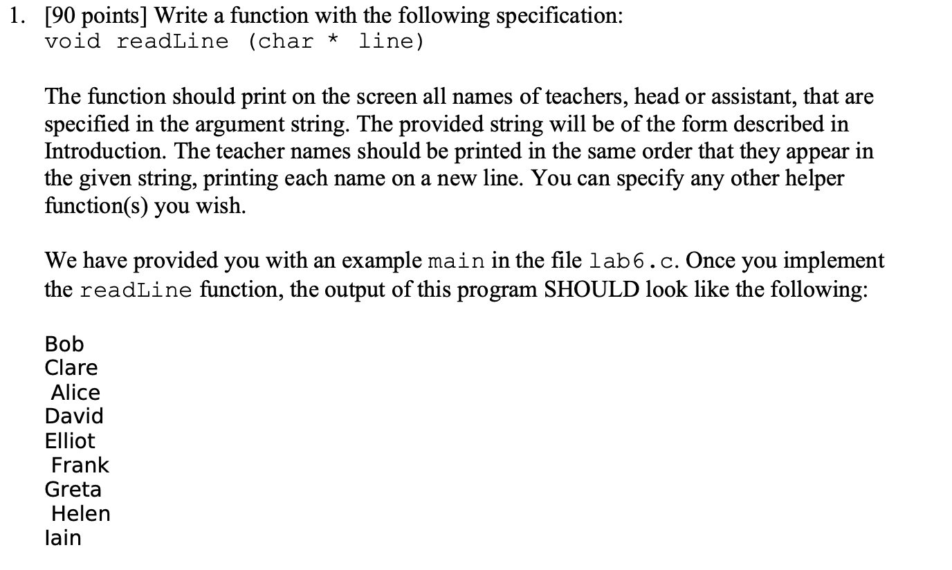 Solved 1. [90 points] Write a function with the following | Chegg.com