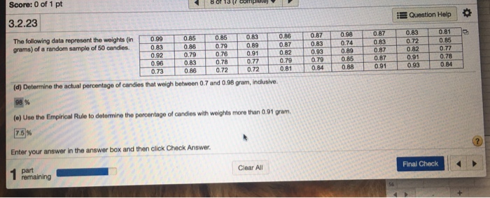Solved the following data represent the weights (in grams) | Chegg.com