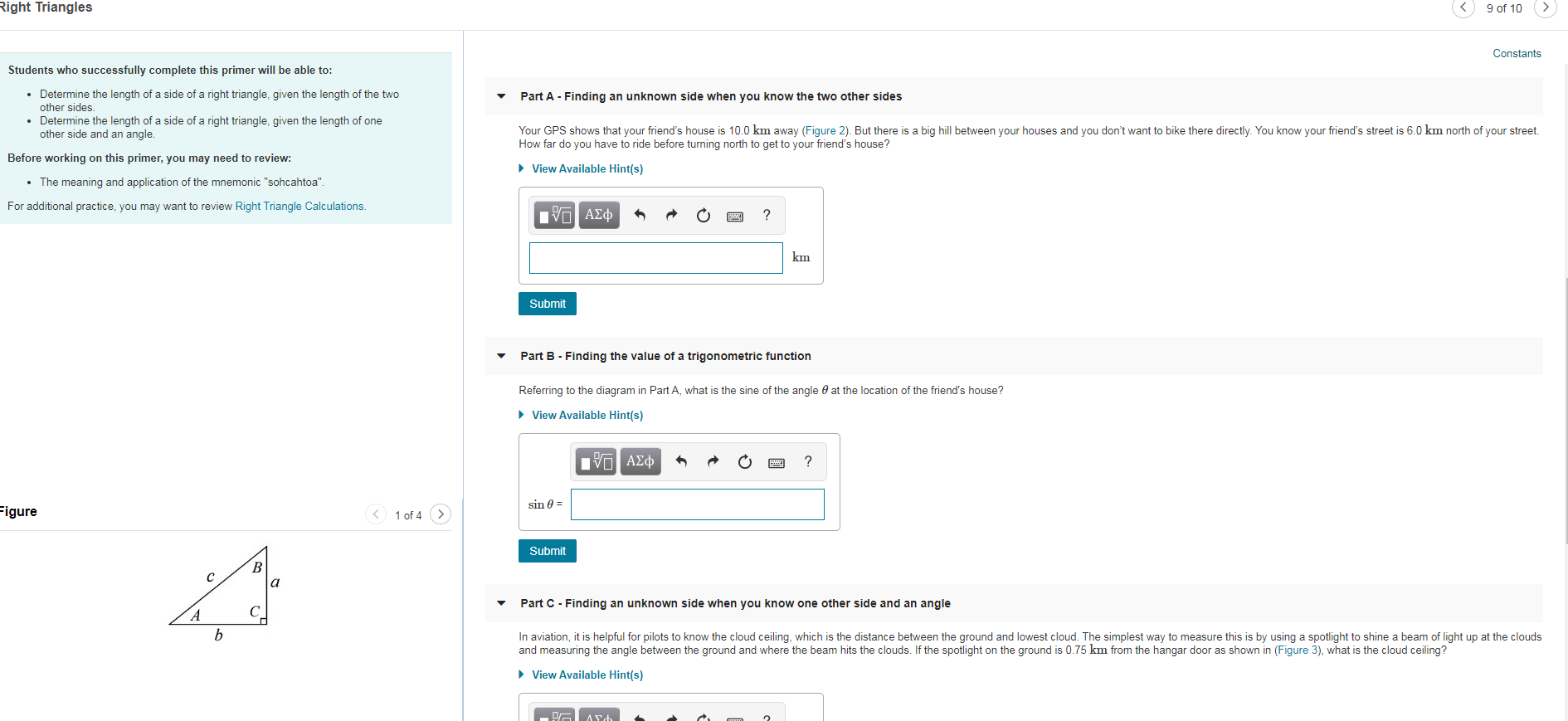 Solved Right Triangles Constants Students who | Chegg.com
