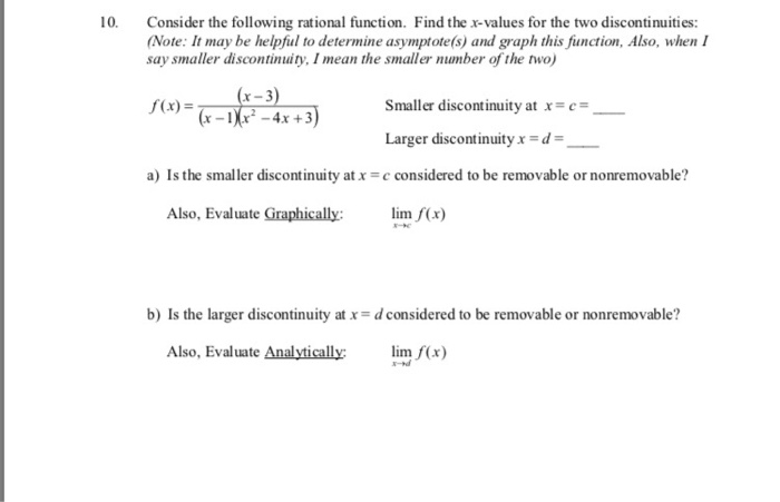 Solved 10. Consider the following rational function. Find | Chegg.com