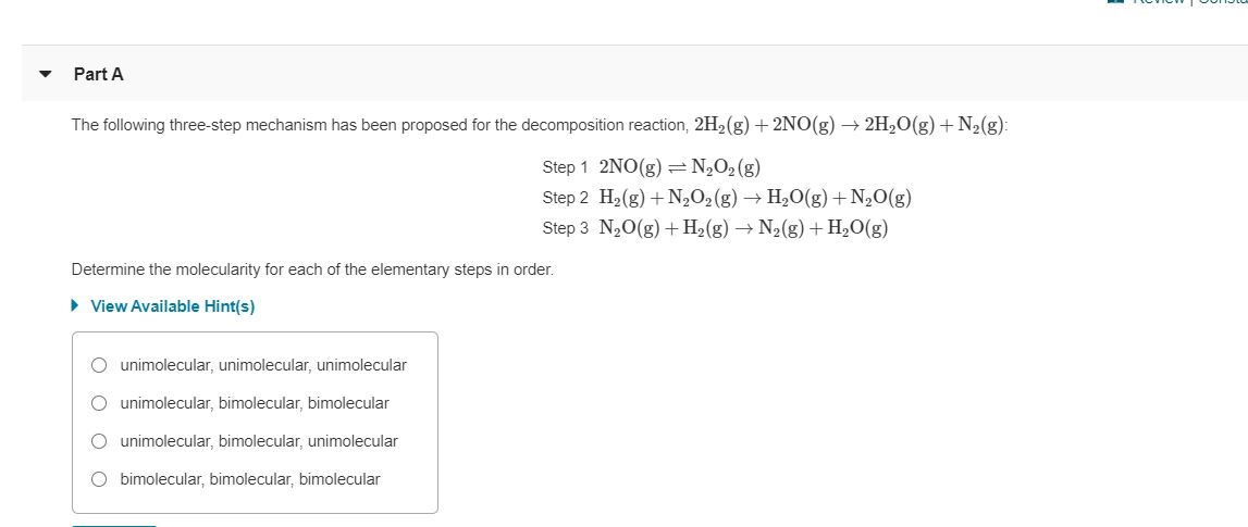 Solved v Part A The following three-step mechanism has been | Chegg.com