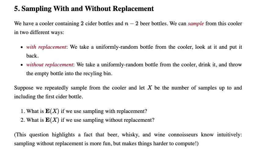 Solved: 5. Sampling With And Without Replacement We Have A... | Chegg.com