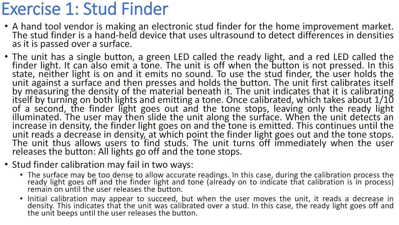Exercise 1: Stud Finder - A hand tool vendor is | Chegg.com