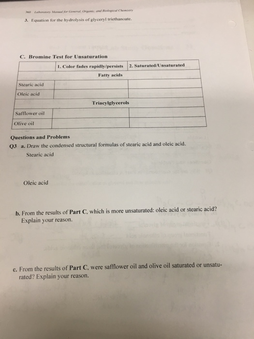 3. Equation for the hydrolysis of glyceryl | Chegg.com