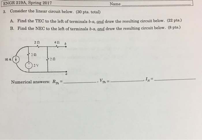 Solved Consider the linear circuit below. Find the TEC to | Chegg.com