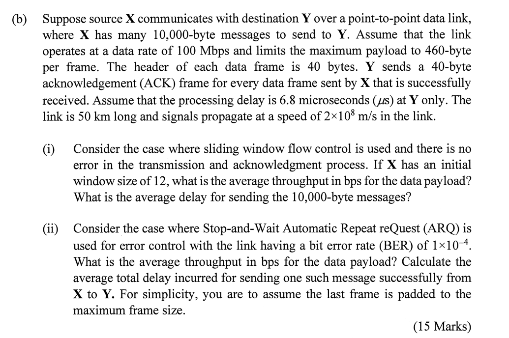 Solved b) Suppose source X communicates with destination Y | Chegg.com
