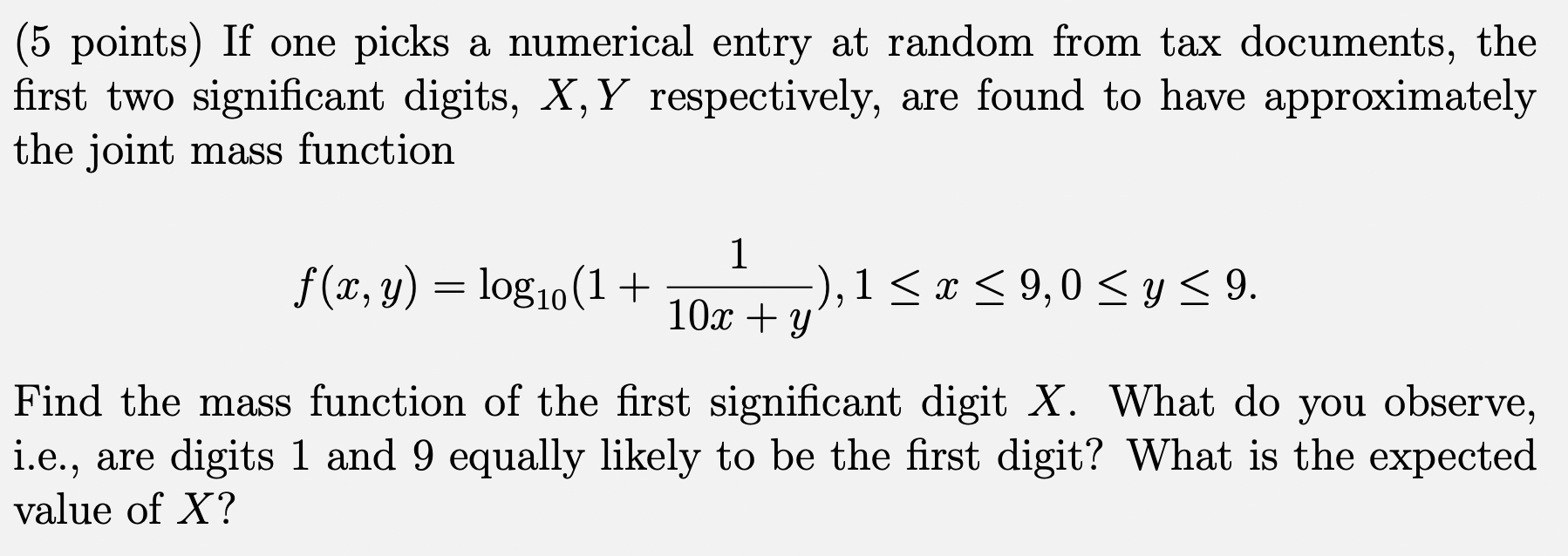 Solved (5 points) If one picks a numerical entry at random | Chegg.com