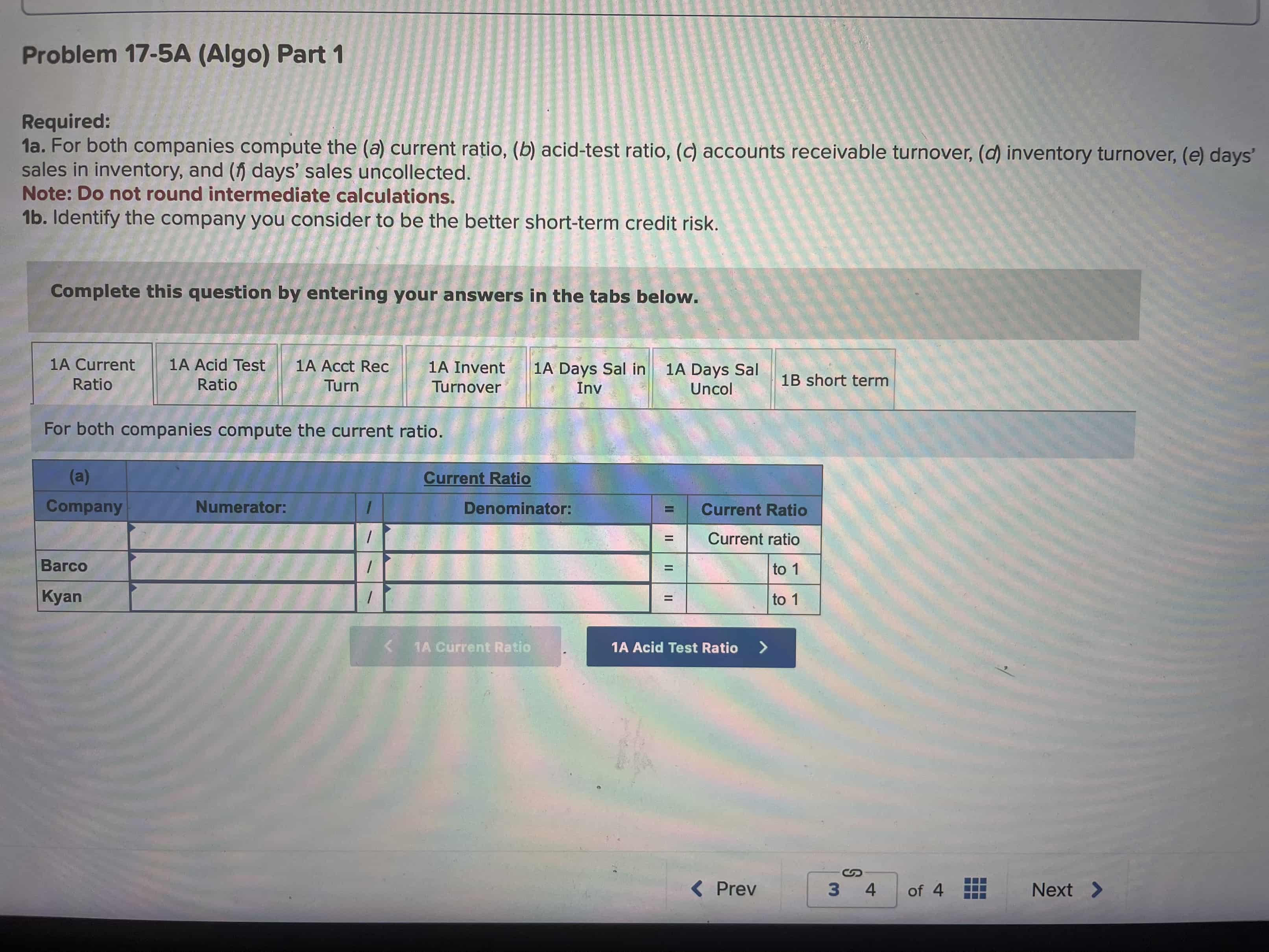 Solved Required information Problem 17-2A (Algo) Ratios, | Chegg.com