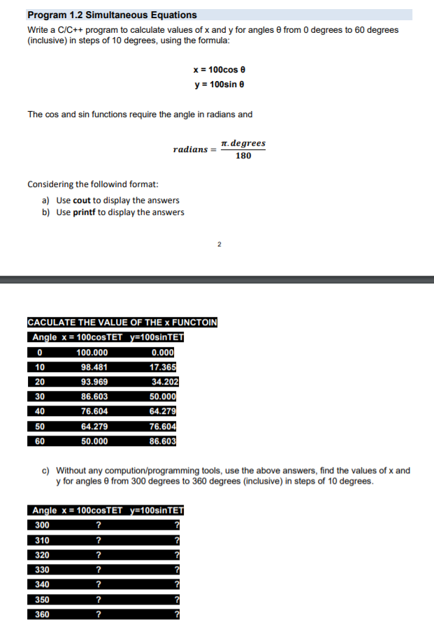 Solved Program 1.2 Simultaneous Equations Write a C/C++ | Chegg.com