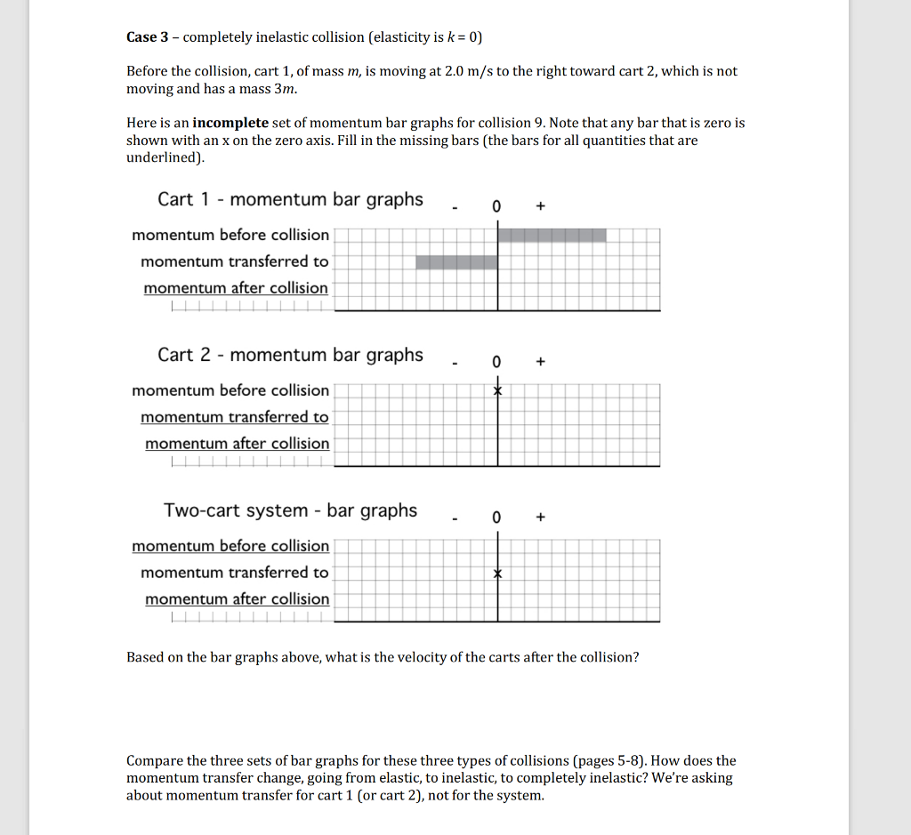 Solved Case 3 - completely inelastic collision (elasticity | Chegg.com