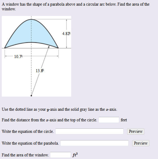 Solved A window has the shape of a parabola above and a | Chegg.com