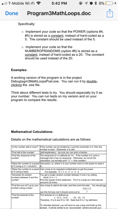 Solved Program3 MathLoops This program will use your | Chegg.com