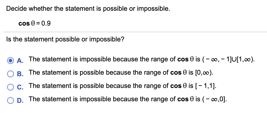 Solved Decide whether the statement is possible or | Chegg.com