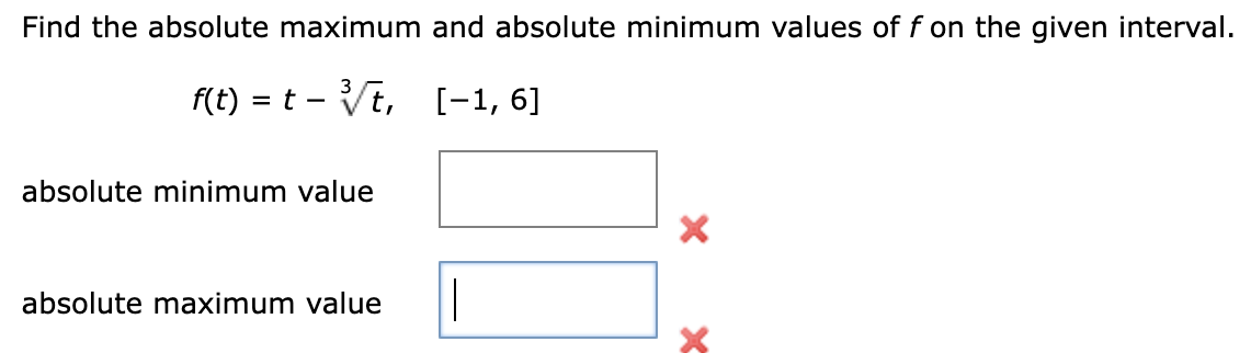 Solved Find the absolute maximum and absolute minimum values | Chegg.com