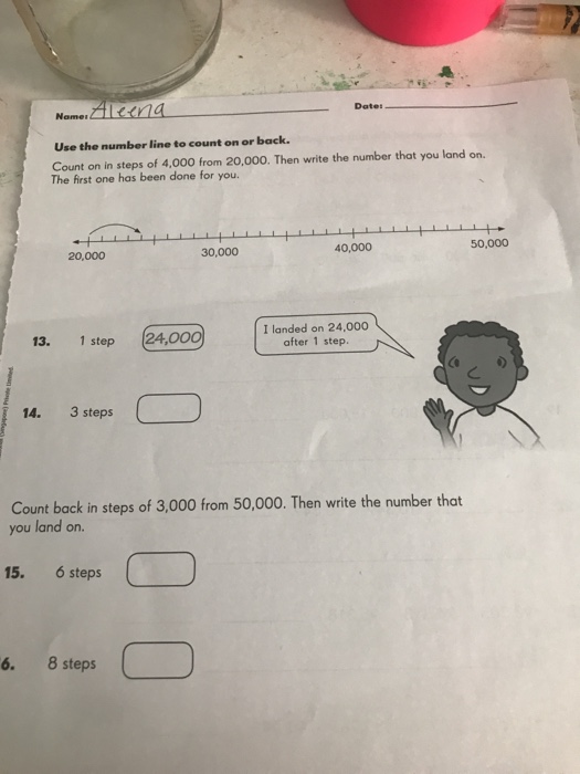 Solved NomeKXnd Use the number line to count on or back. | Chegg.com