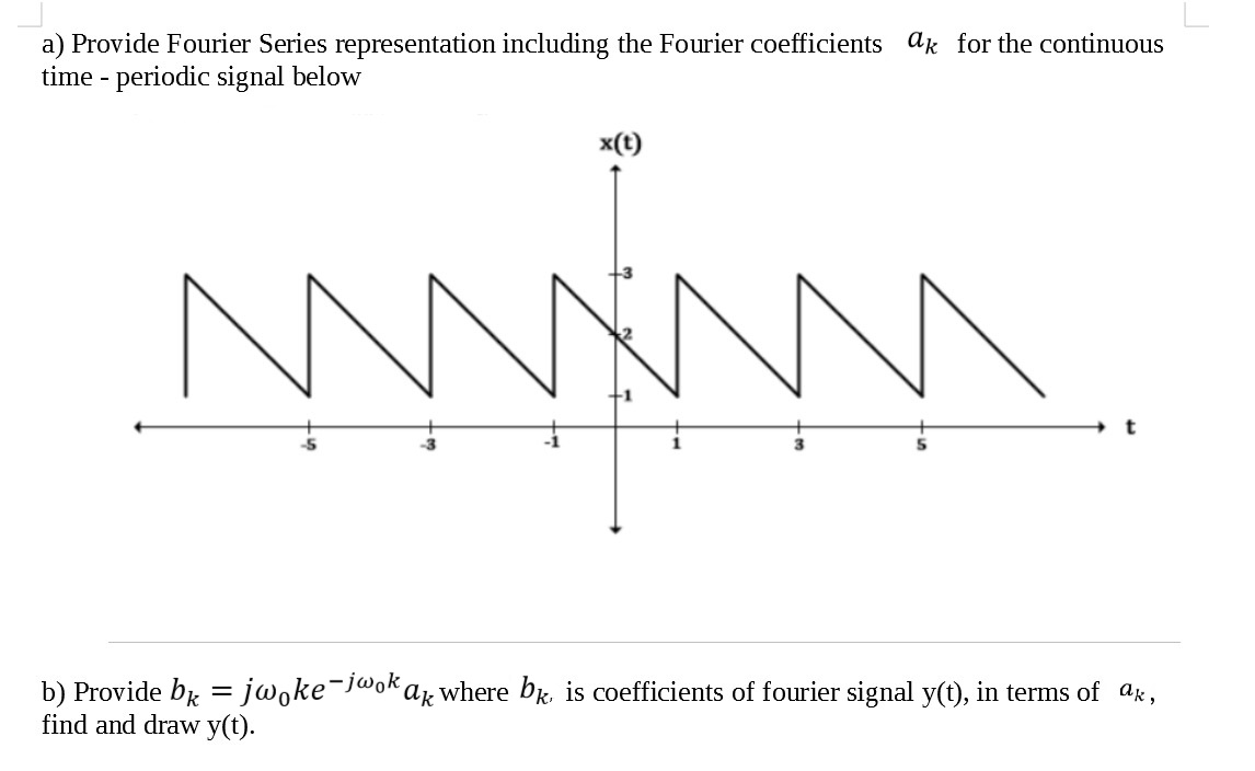 Solved a) Provide Fourier Series representation including | Chegg.com