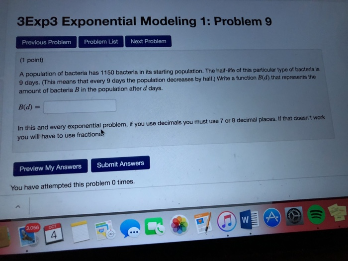 Solved 3Exp3 Exponential Modeling 1: Problem 9 Previous | Chegg.com