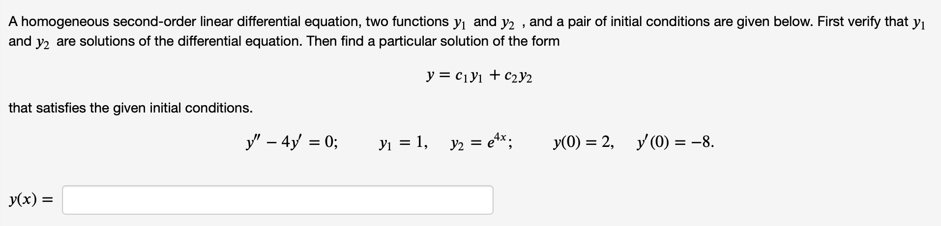 Solved A homogeneous second-order linear differential | Chegg.com