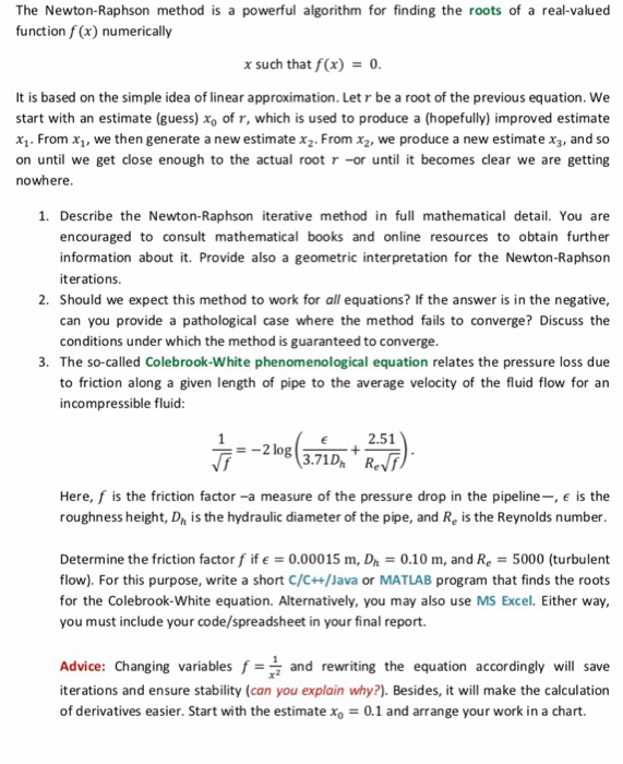 Solved The Newton-Raphson method is a powerful algorithm for | Chegg.com