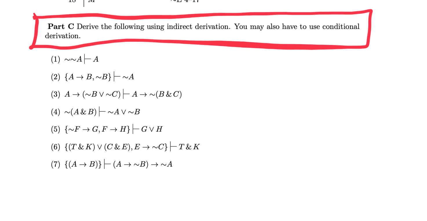 Solved 10 Part C Derive the following using indirect | Chegg.com