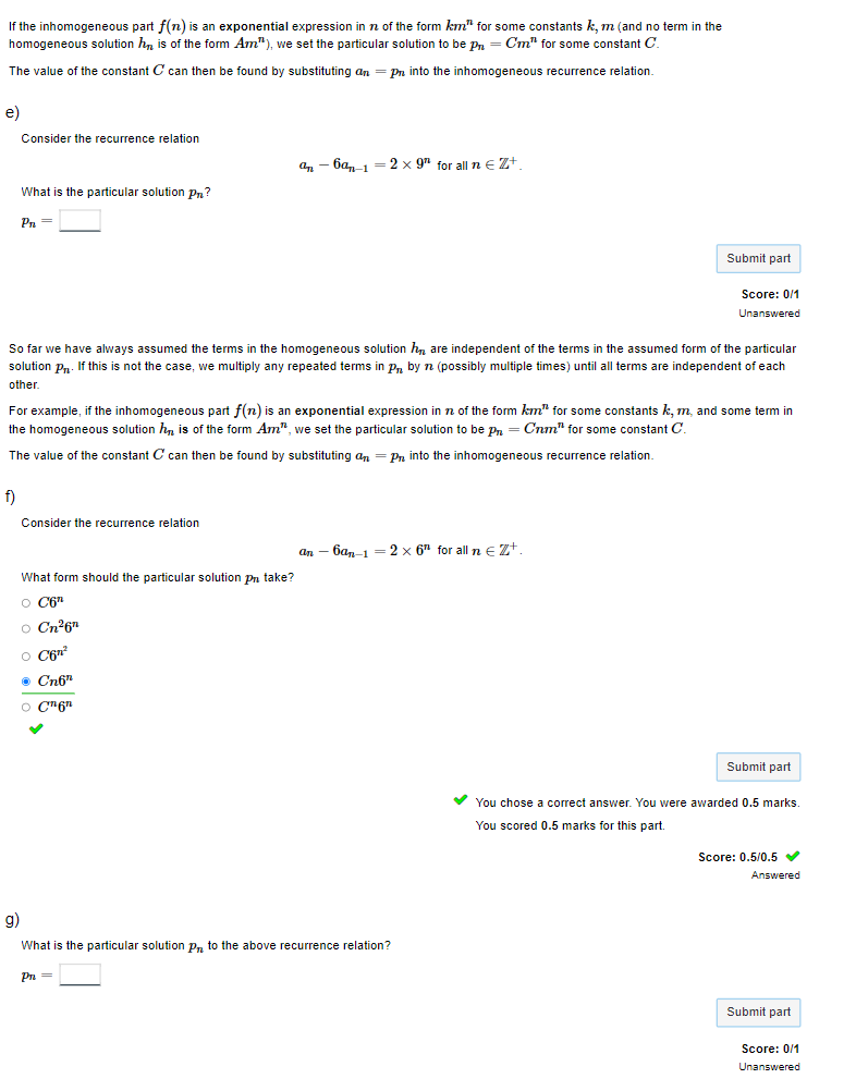Solved If The Inhomogeneous Part F N Is An Exponential