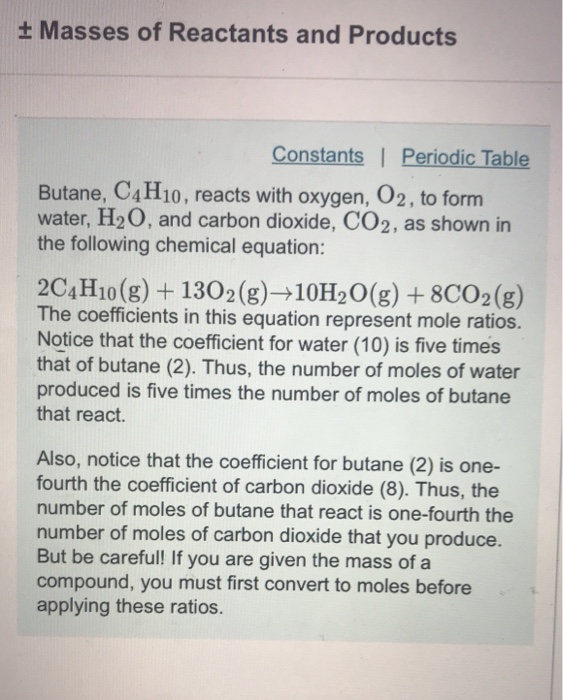 Solved t Masses of Reactants and Products Constants | | Chegg.com