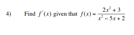 Solved f(x)=x2−5x+22x2+3 | Chegg.com