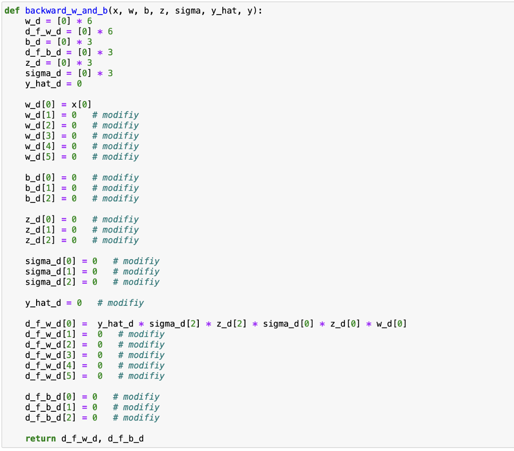 Solved Figure 1: Neural Network Modify only where it says | Chegg.com