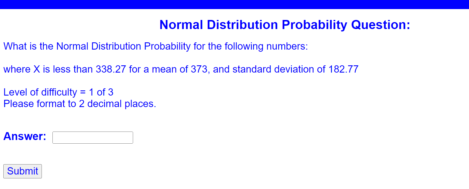 Solved Normal Distribution Probability Question: What is the | Chegg.com