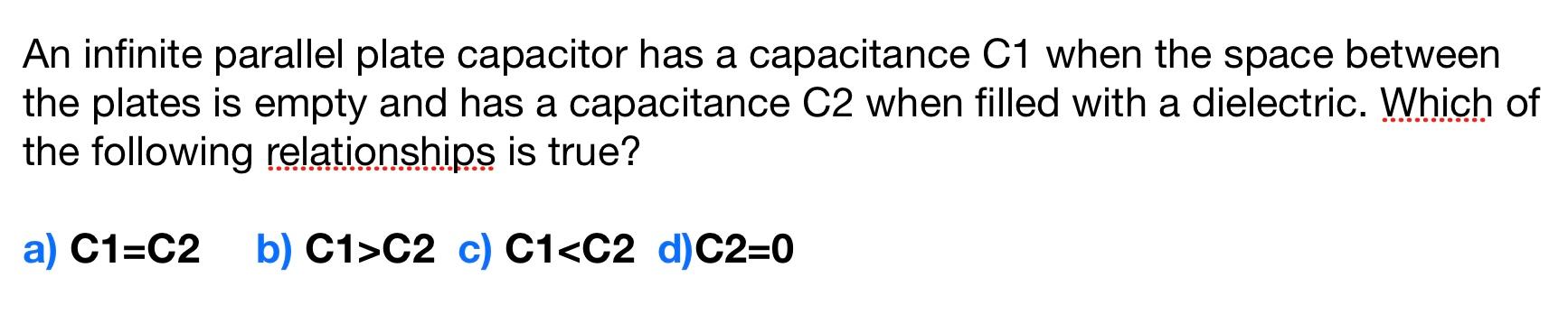 Solved An infinite parallel plate capacitor has a | Chegg.com