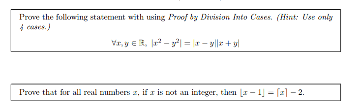 Solved Prove the following statement with using Proof by | Chegg.com