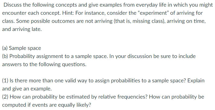 Solved Discuss the following concepts and give examples from | Chegg.com Solved Discuss the following concepts and give examples from | Chegg.com